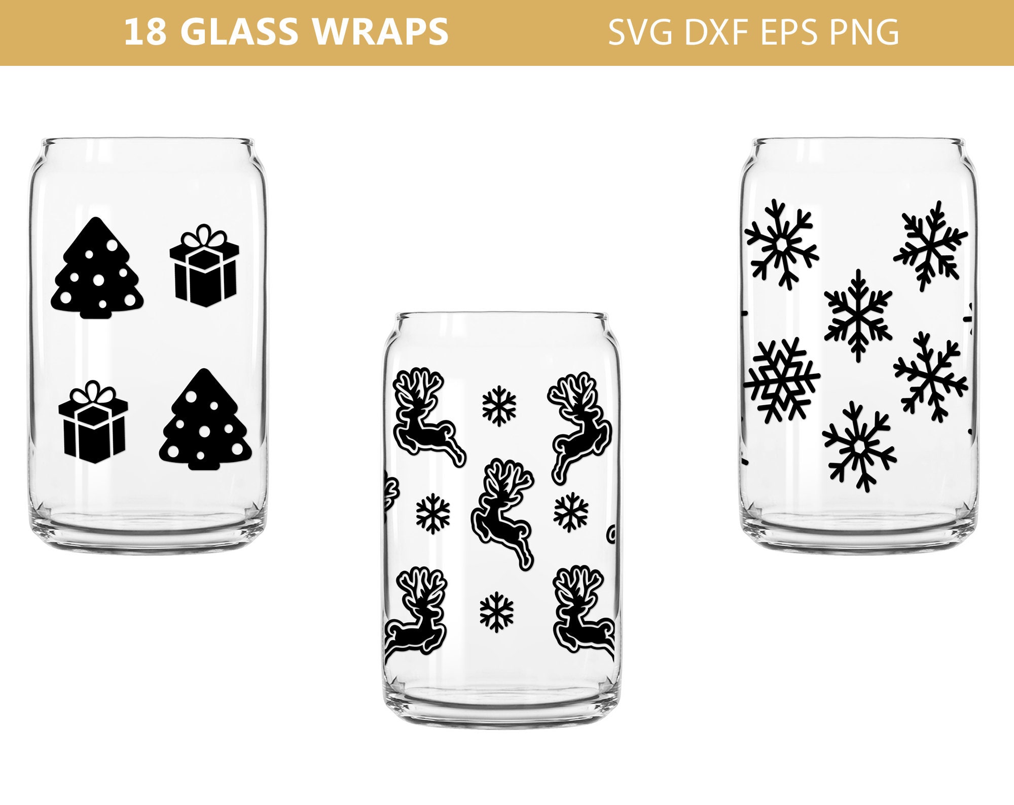Can Glass Wrap Bundle, Christmas Can Glass Wrap Svg, Reindeer Svg ...