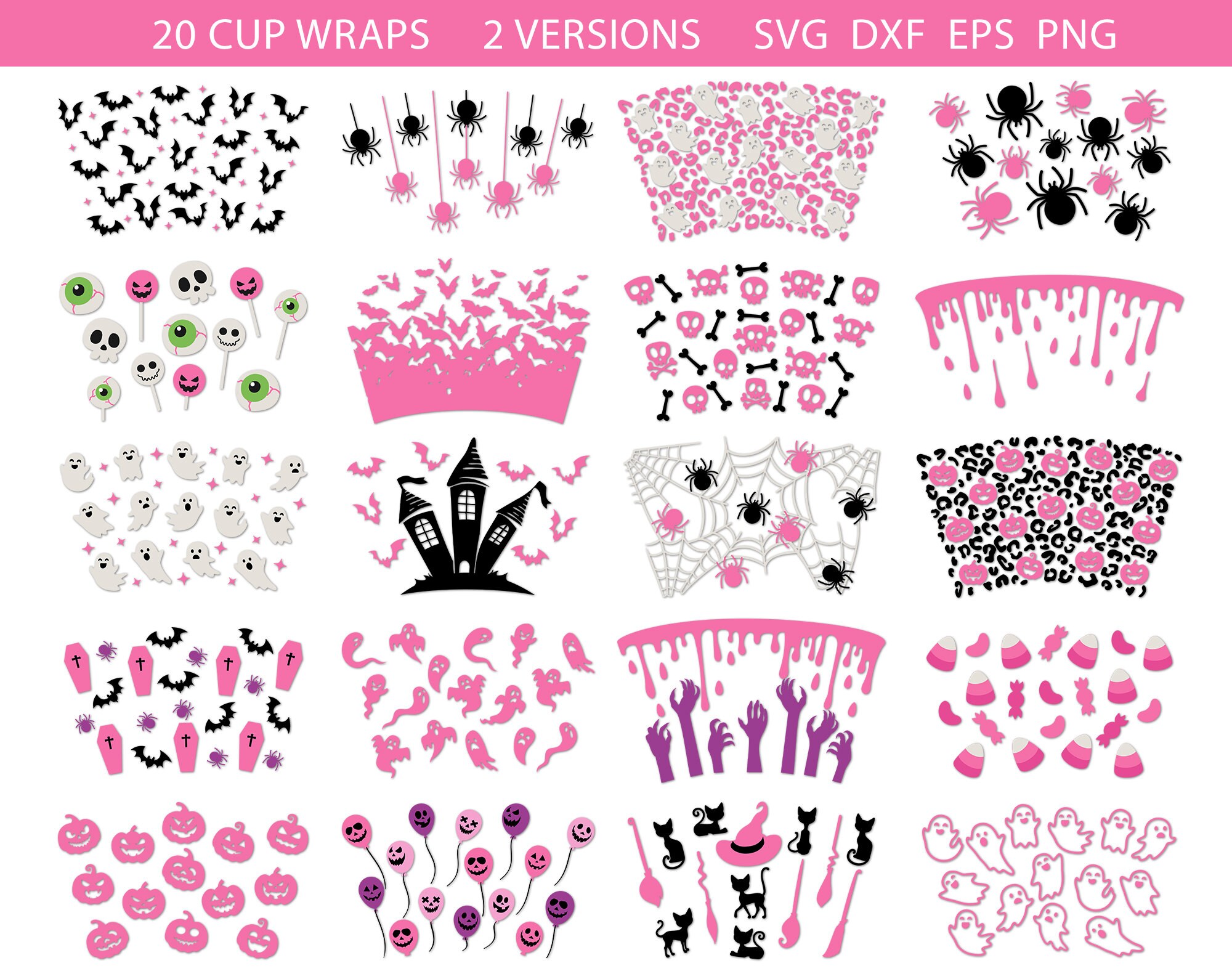 Cup Wrap Svg Bundle, Halloween Wrap Svg, Halloween Svg, Spooky Svg ...