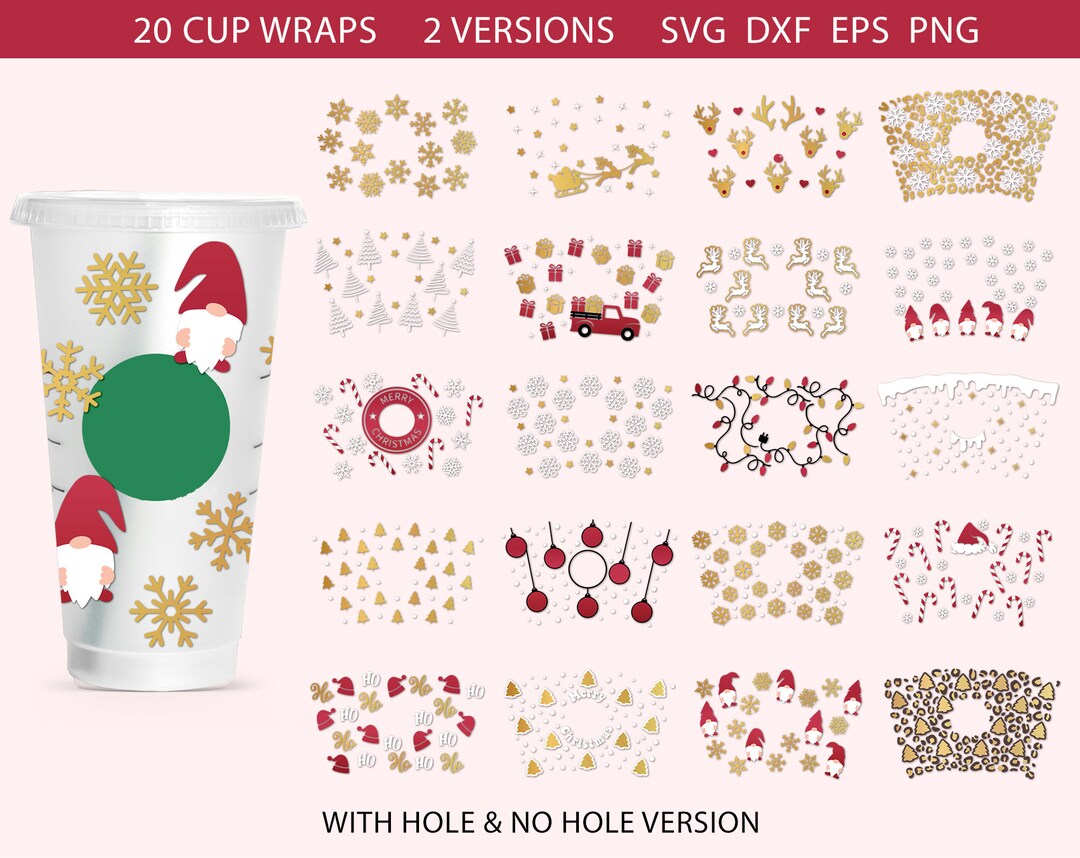 Cup Wrap Svg Bundle, Coffee Wrap Christmas Svg, Christmas Svg, Gnomes ...