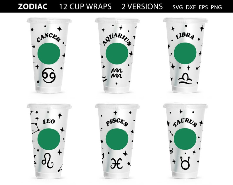 Zodiac Cup Wrap Svg Bundle, Horoscope Svg, Zodiac Svg, Star Signs Svg ...