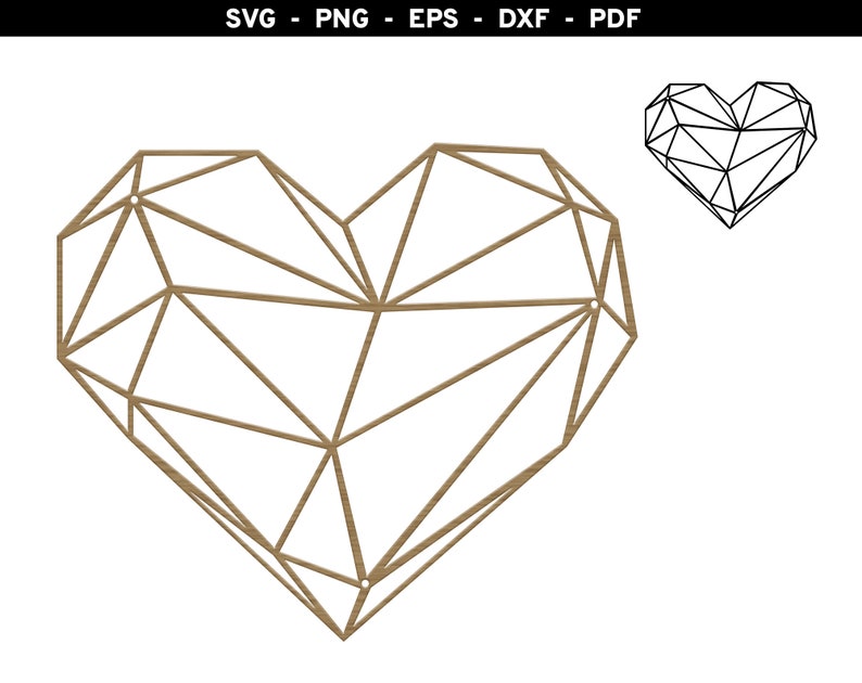Heart Svg Geometric Heart Heart Cut File Heart Vector - Etsy