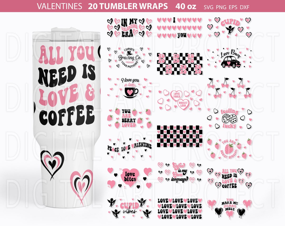 Valentines Stanley Cup Wrap Svg, Quencher Tumbler, 40oz Tumbler Wrap ...