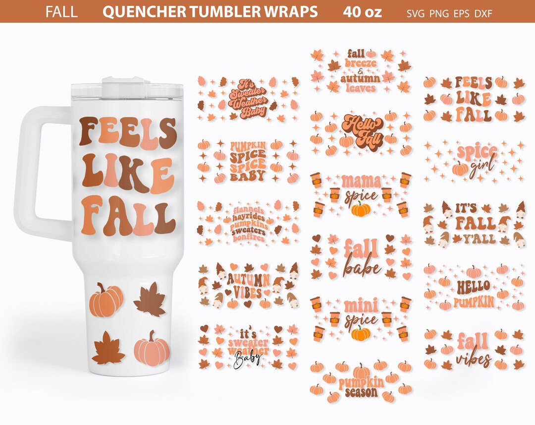 Fall Stanley Tumbler Wrap Bundle, Quencher Tumbler, 40oz Tumbler Wrap ...