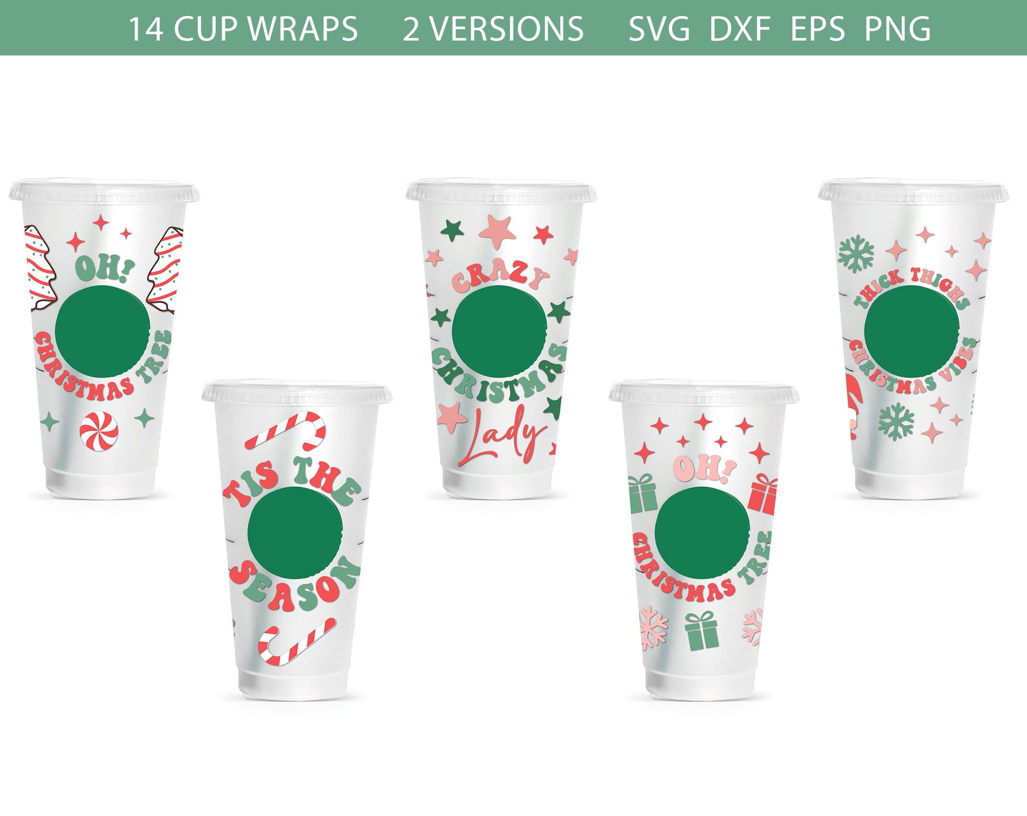 Cup Wrap Svg Bundle Christmas Coffee Wrap Svg Retro - Etsy