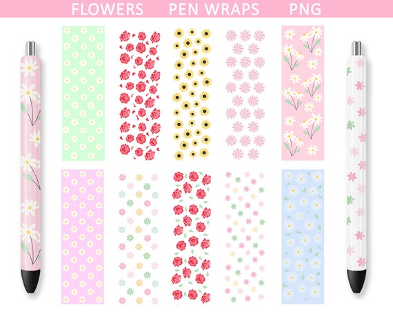 Flowers Pen Wraps Pen Wraps Bundleepoxy Resin - Etsy