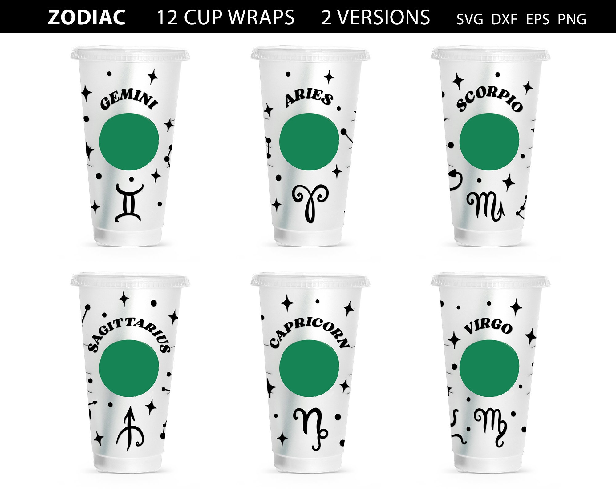Zodiac Cup Wrap Svg Bundle, Horoscope Svg, Zodiac Svg, Star Signs Svg ...