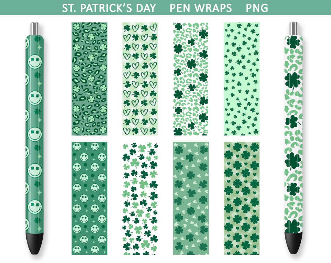 St Patricks Day Pen Wraps, Pen Wraps Bundle, Epoxy Resin Pens, Clover ...