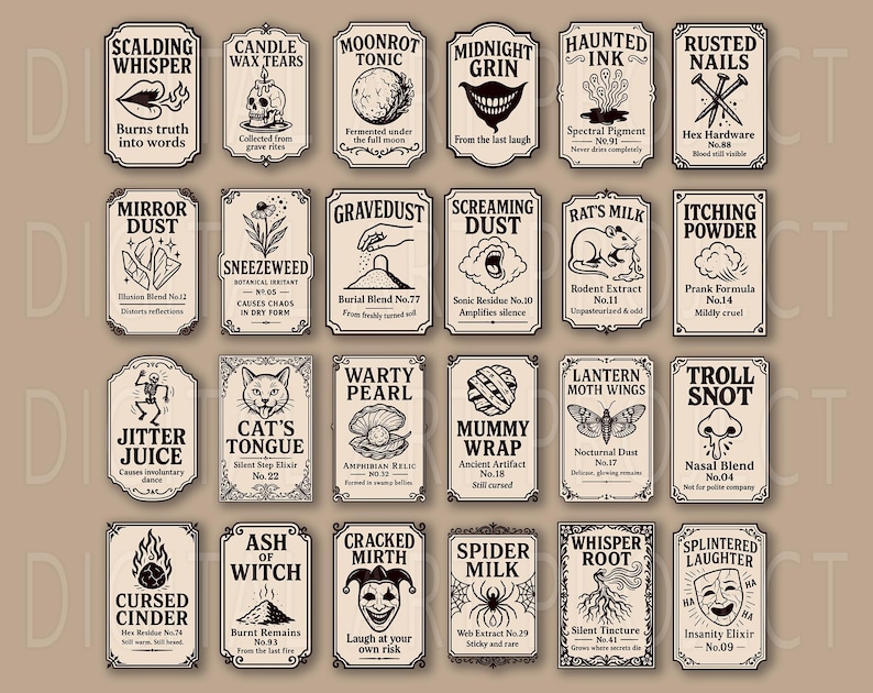 Potion Bottle Labels Svg, Hallowen Svg, Witchcraft, Halloween Potion ...