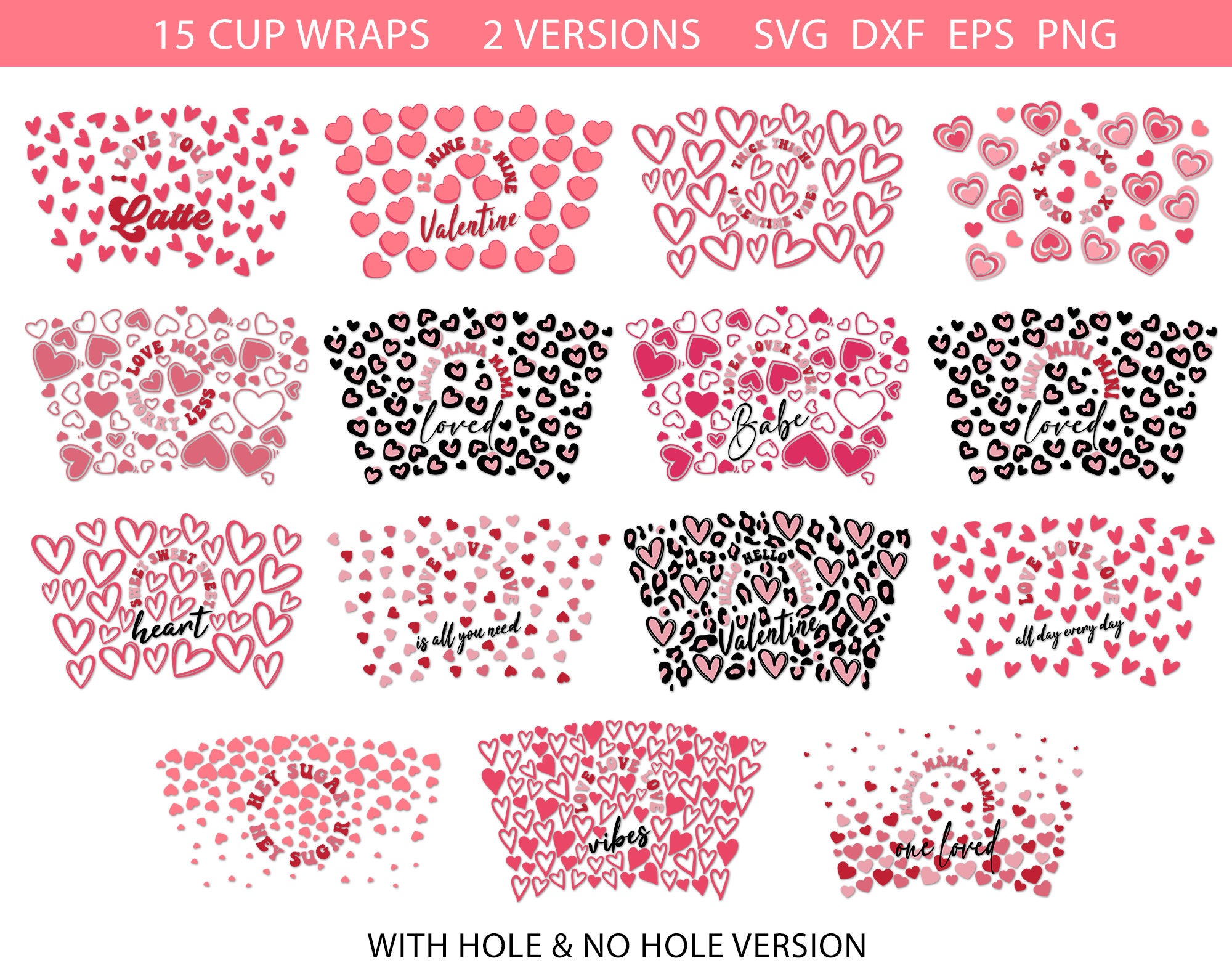 Valentines Cup Wrap Svg Bundle Coffee Wrap Svg Valentines - Etsy