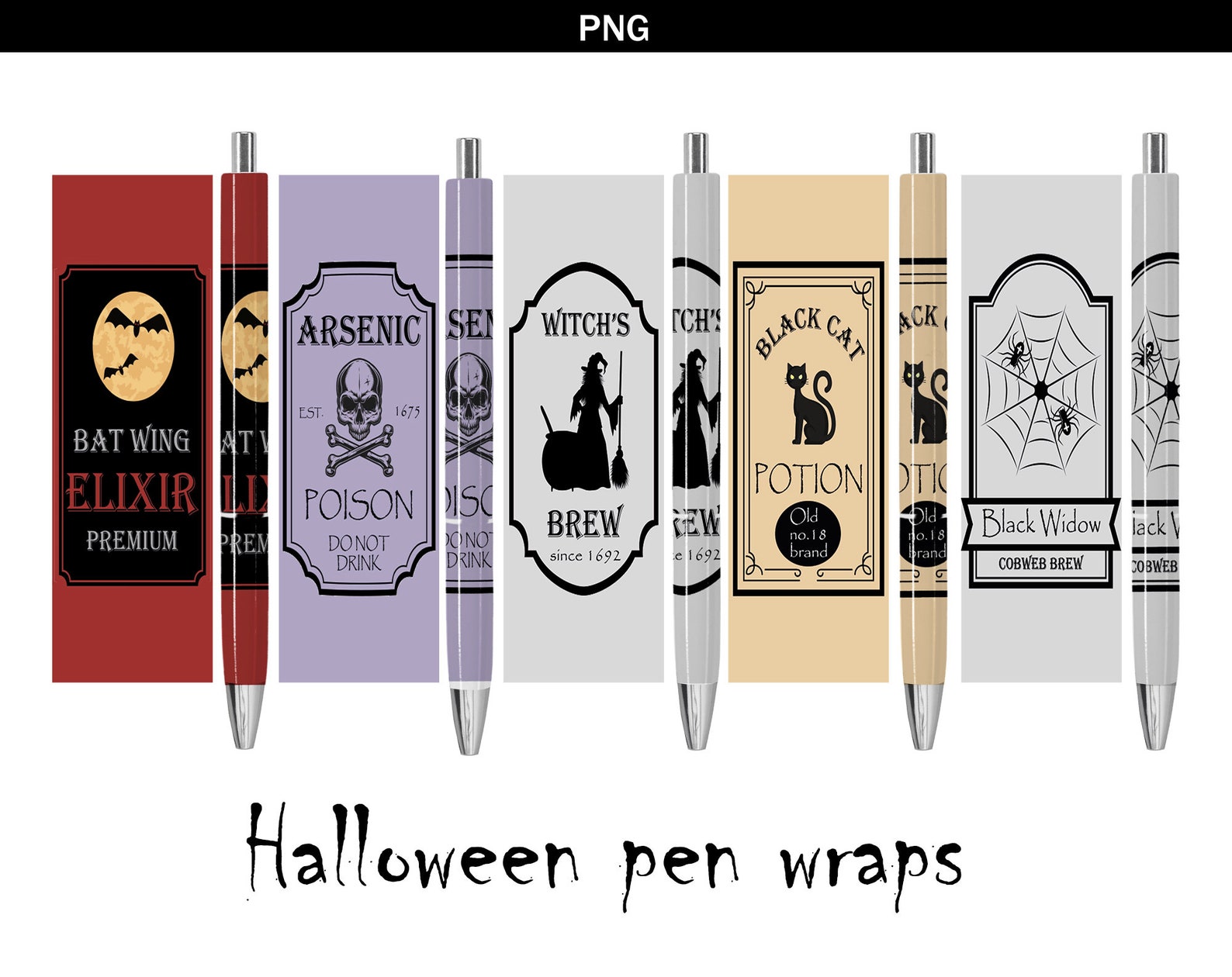 Halloween Pen Wraps Bundle, Spooky Pen Wrap, Pen Wraps Png, Jack O ...