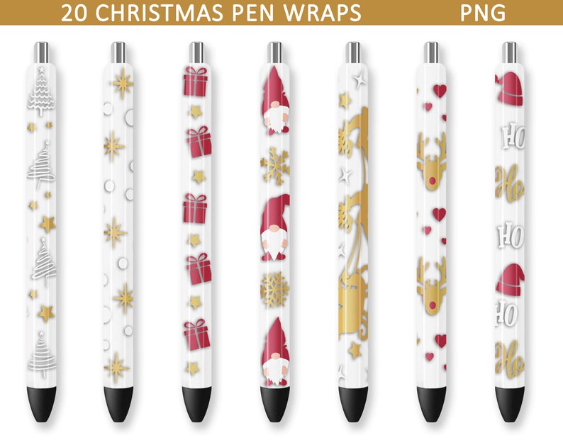 Christmas Pen Wraps Bundle, Pen Wraps PNG, Christmas PNG, Gnomes Png ...
