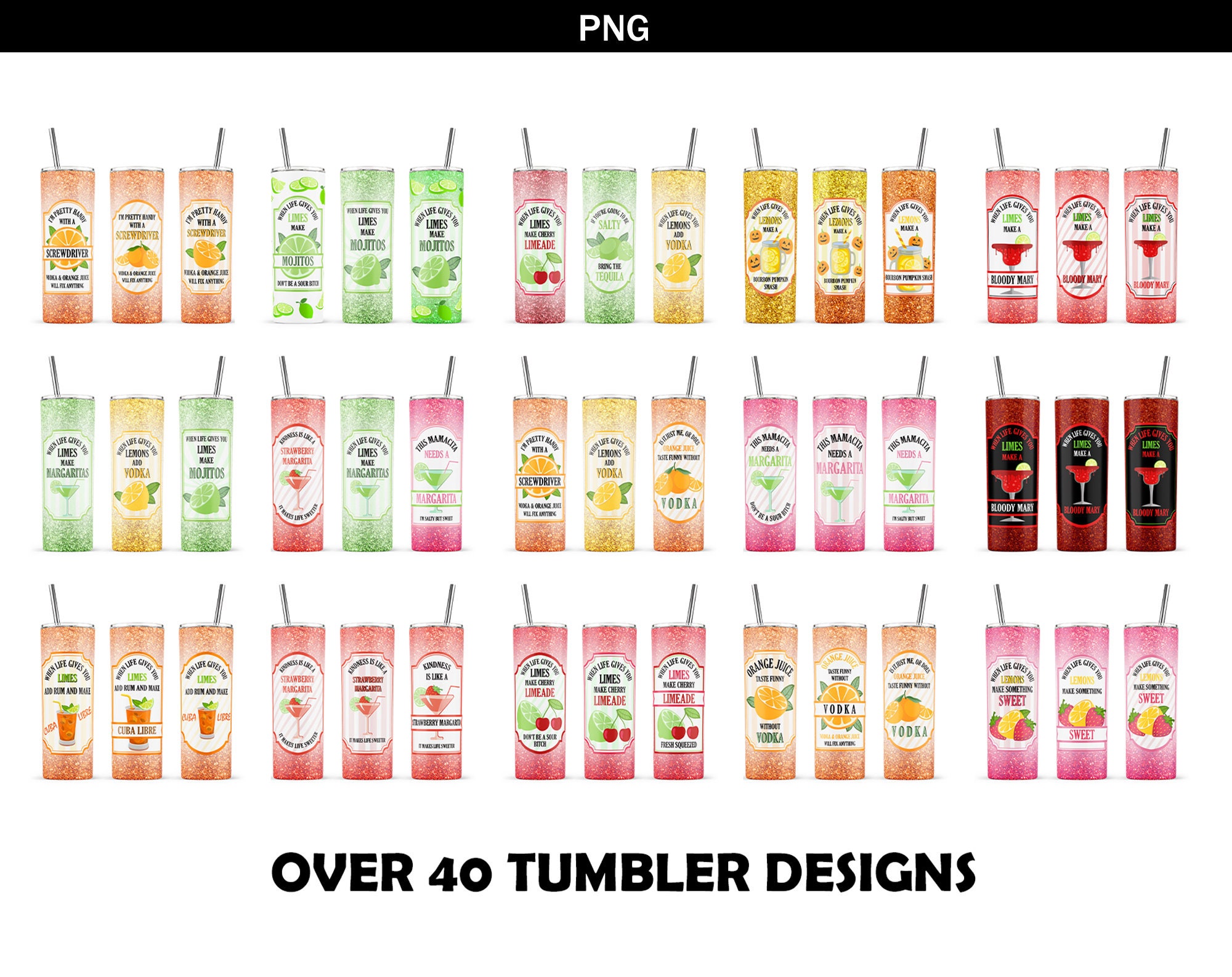 Mega Bundle When Life Gives You Lemons Limes Sublimation Design, 20oz ...