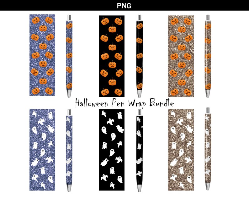 Halloween Pen Wraps Bundle, Spooky Pen Wrap, Pen Wraps Png, Jack O ...