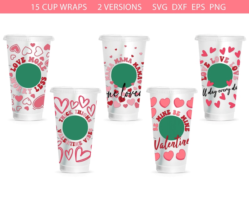 Valentines Cup Wrap Svg Bundle, Coffee Wrap Svg, Valentines Svg, Venti ...