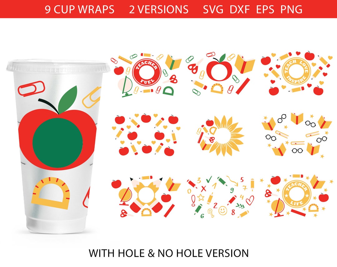Teacher Cup Wrap Svg Bundle, Cup Wrap Teacher Svg, Teacher Wraps Svg ...