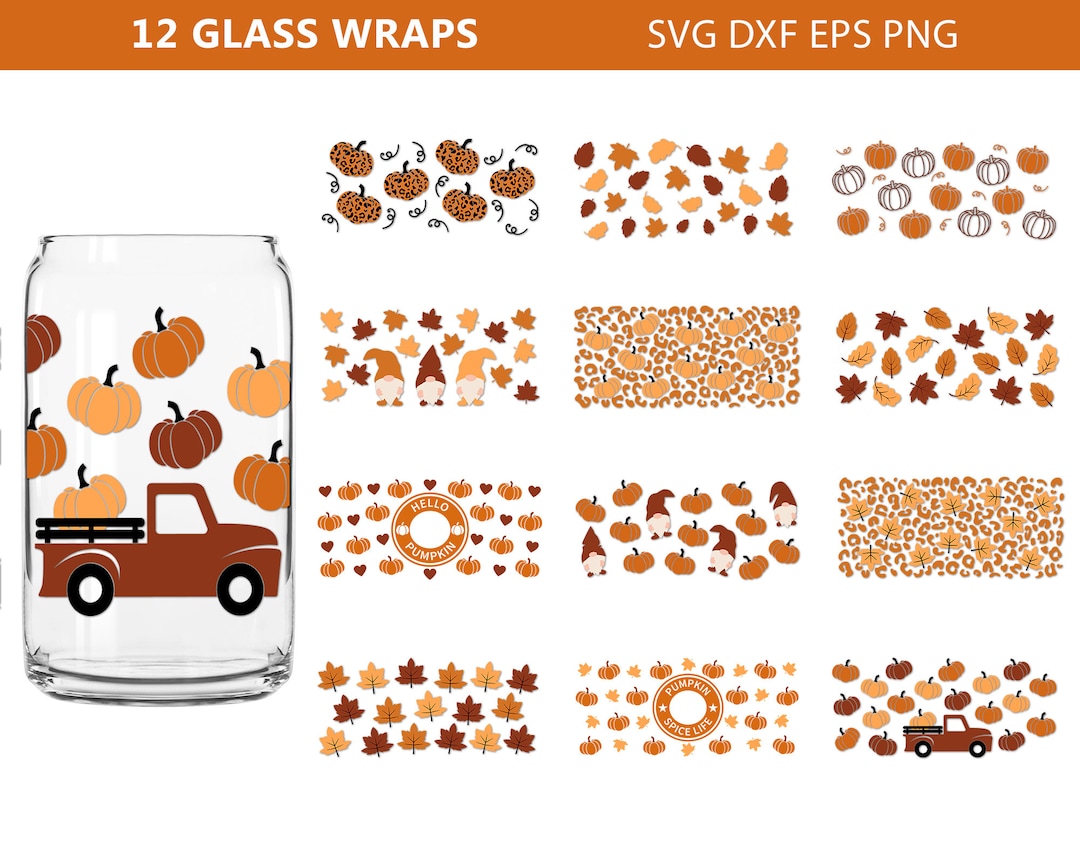 Can Glass Wrap Bundle, Fall Can Glass Svg, Gnomes Svg, Pumpkin Svg, 16 ...