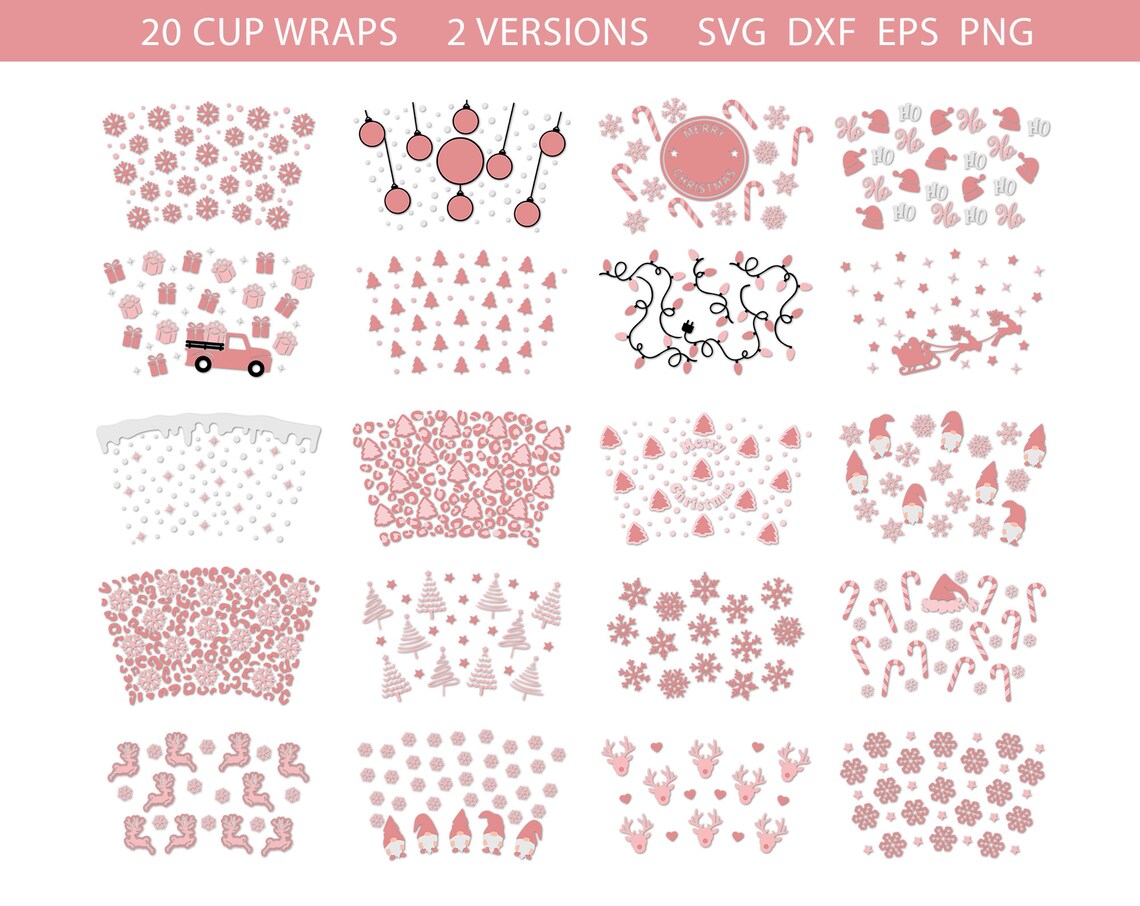 Christmas Cup Wrap Svg Bundle Coffee Wrap Svg Cute Christmas - Etsy