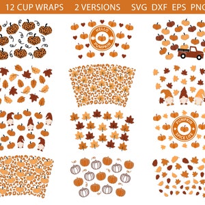 Cup Wrap Svg Bundle, Coffee Wrap Fall Svg, Pumpkin Svg, Gnomes Svg ...