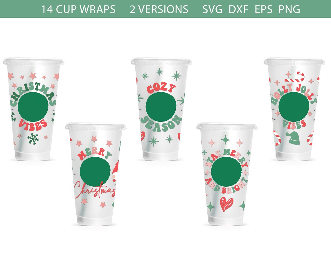 Cup Wrap Svg Bundle Christmas Coffee Wrap Svg Retro - Etsy