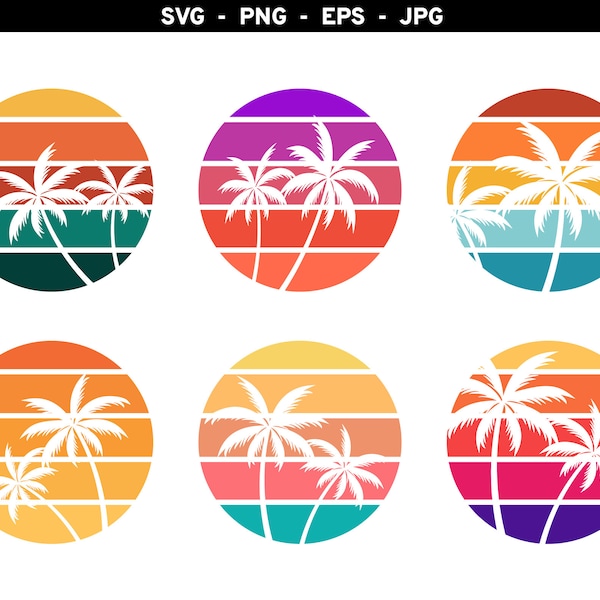 Sun and Palm Tree Svg - Etsy
