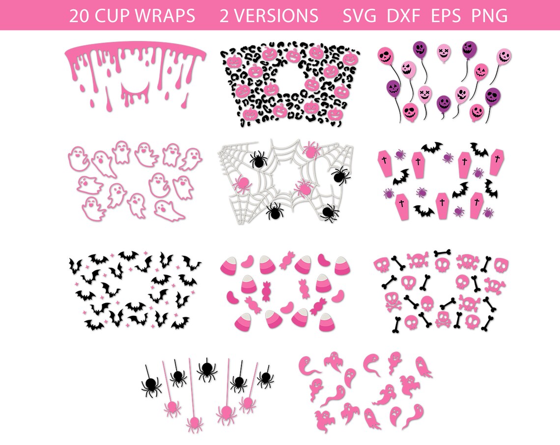 Cup Wrap Svg Bundle, Halloween Wrap Svg, Halloween Svg, Spooky Svg ...