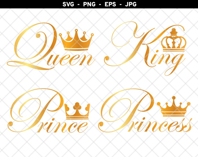 King Queen Family Svg Png Dxf, Prince Princess Svg Png Dxf, Royal ...