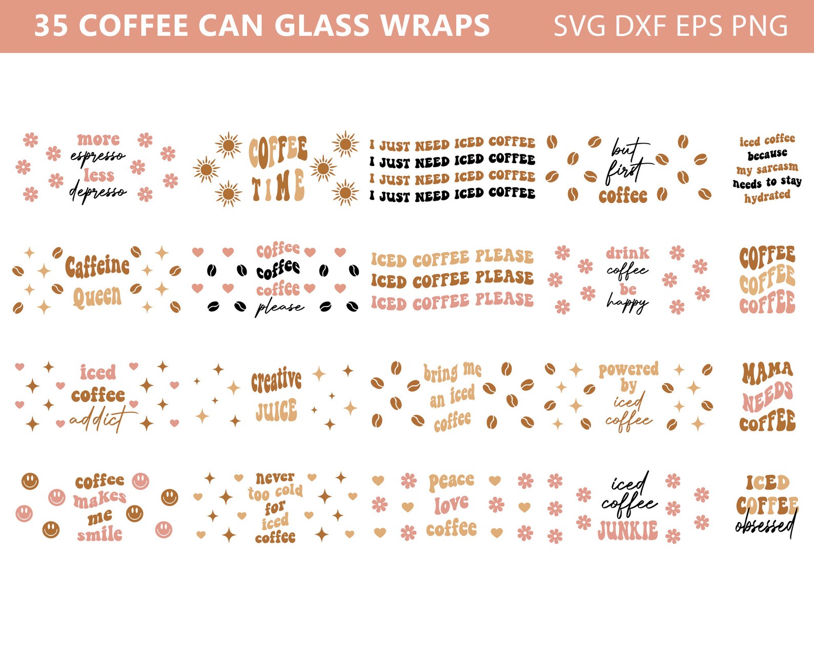 Can Glass Wrap Bundle, Coffee Can Glass Wrap Svg, Coffee Can Glass ...