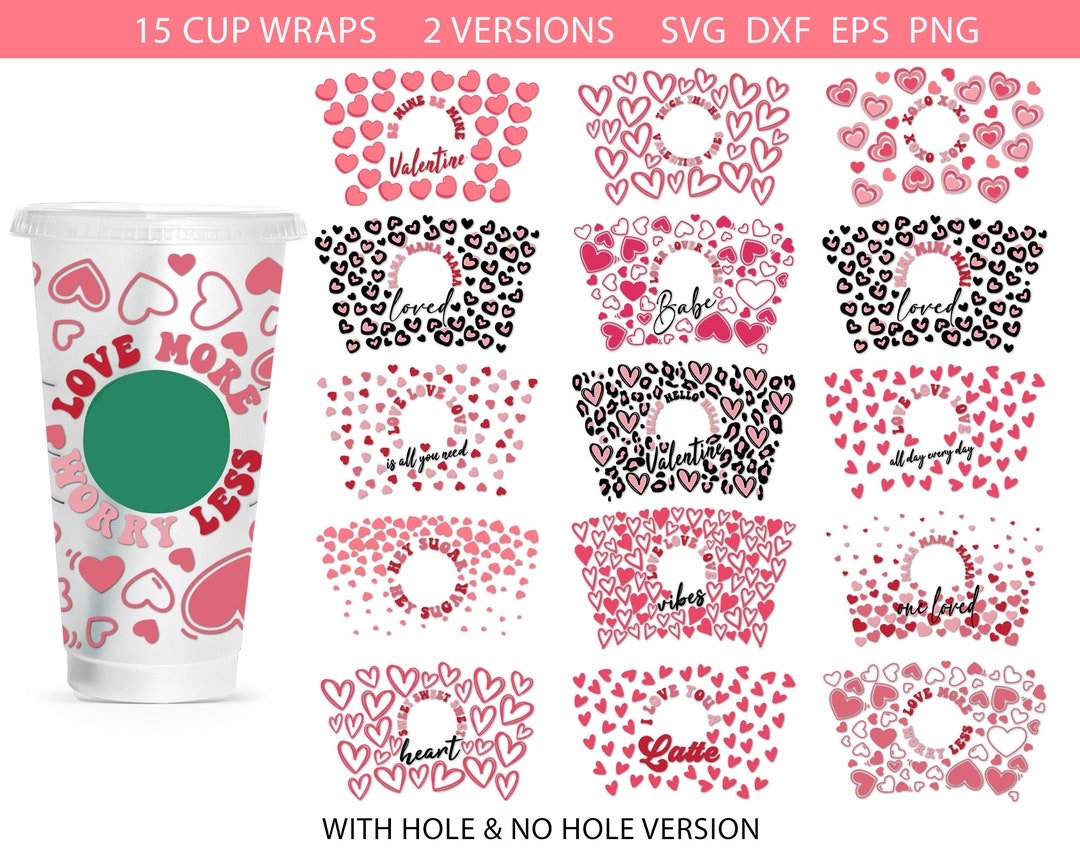 Valentines Cup Wrap Svg Bundle, Coffee Wrap Svg, Valentines Svg, Venti ...