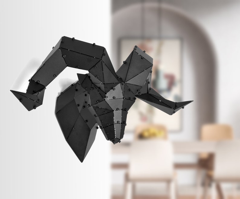 Ram Metal Handmade Wall Statue, Low Poly Faux Taxidermy Art Statue ...