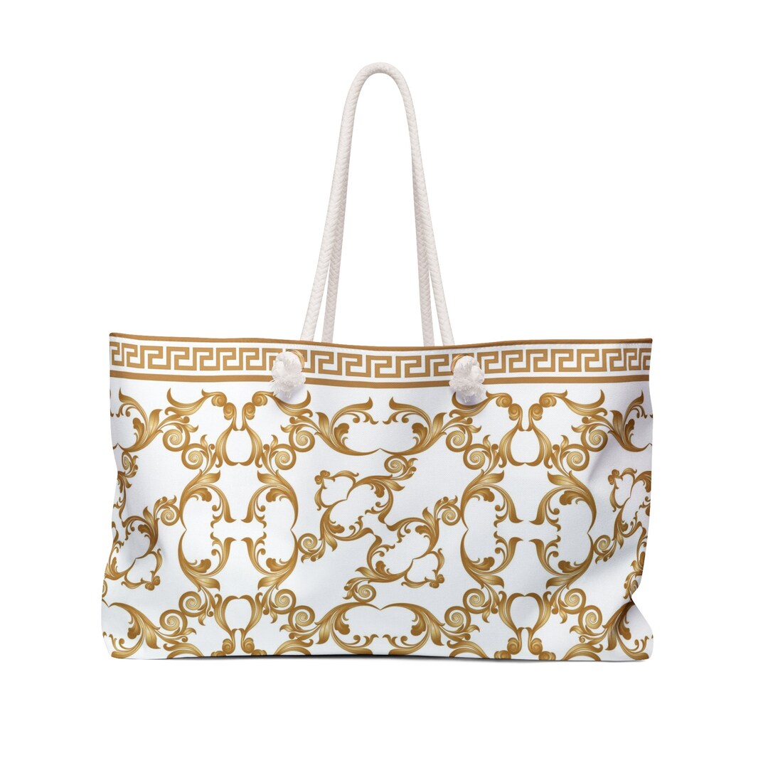 A Tote Weekender Bag - Gold Greek Design - Etsy