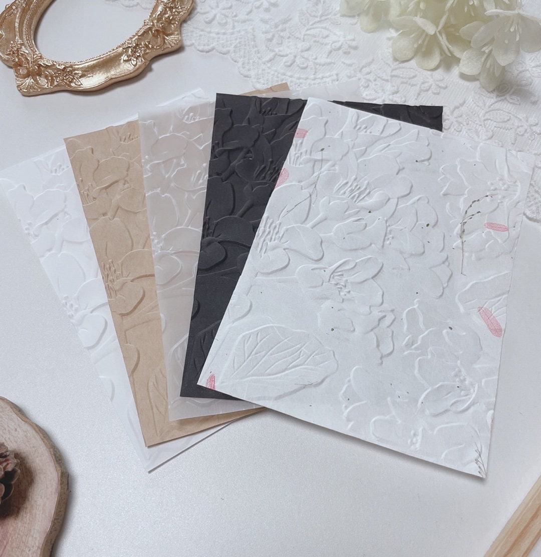 Floral Embossed Paper Pack L Set of 5 Pieces - Etsy