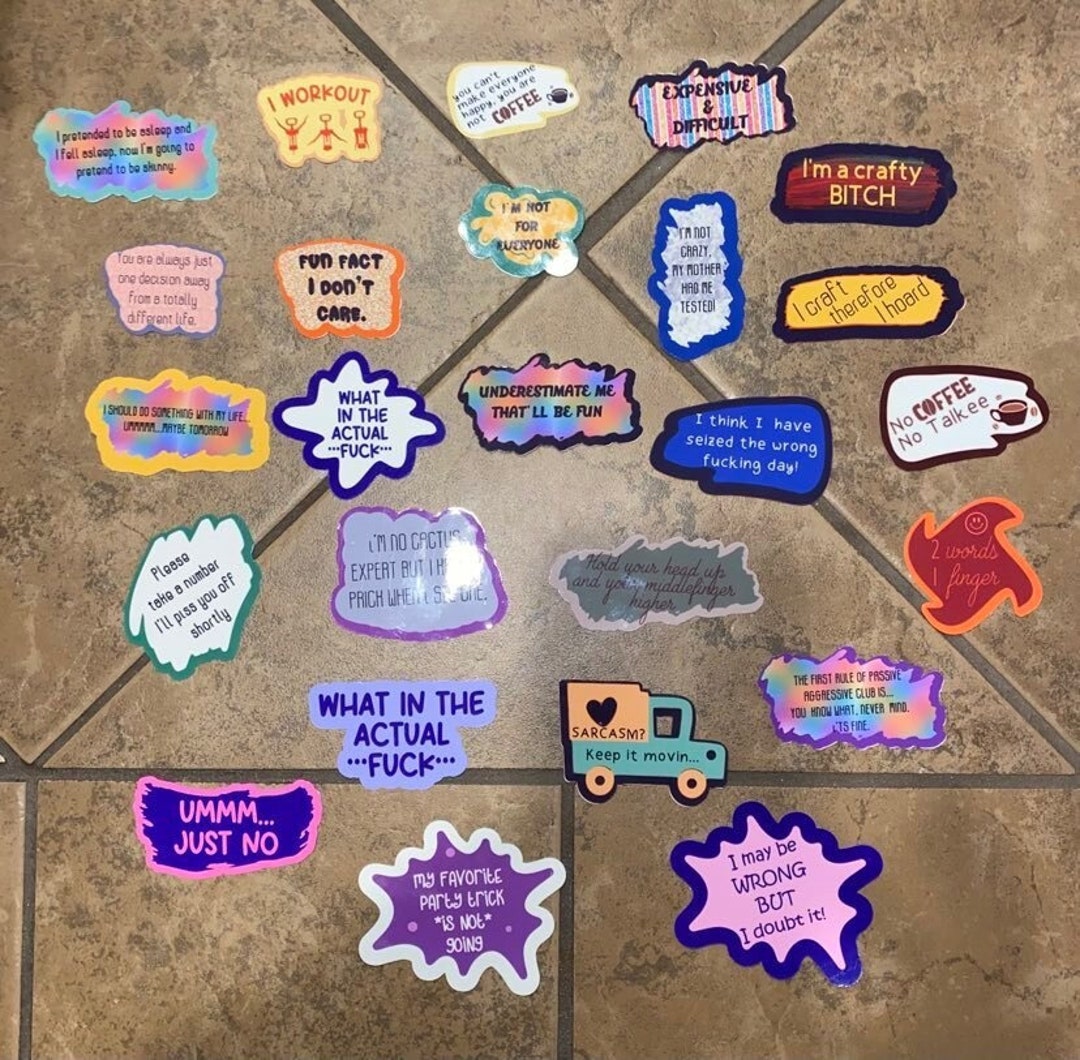 25 Funny, Sarcastic,waterproof STICKER PACK for Laptops, Water Bottles ...