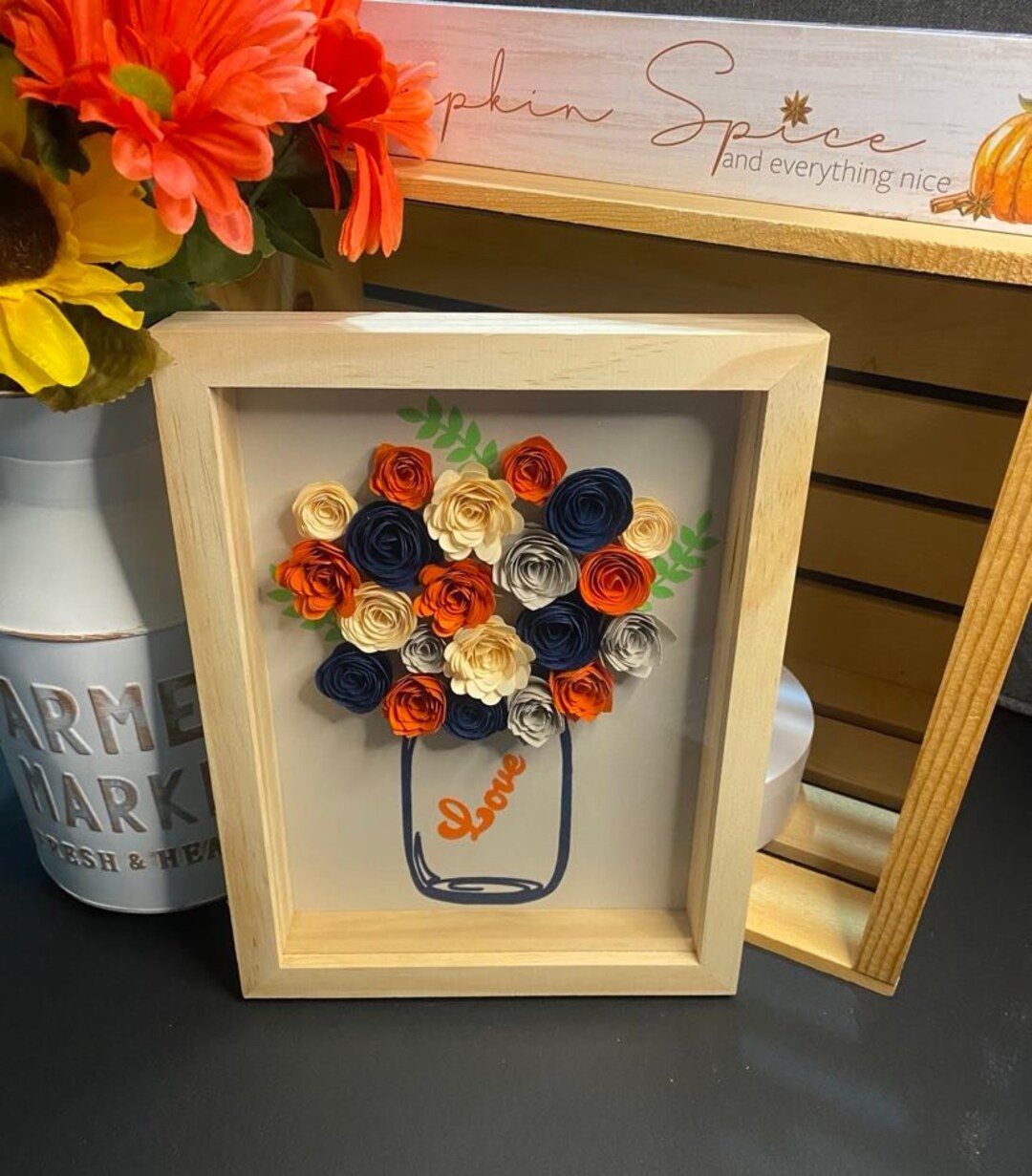 Rose Shadow Box 8 X 10 Shadow Box Paper Flowers - Etsy