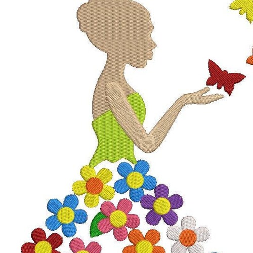 SWORNA Butterfly Floral Girl Machine Embroidery Design - Etsy