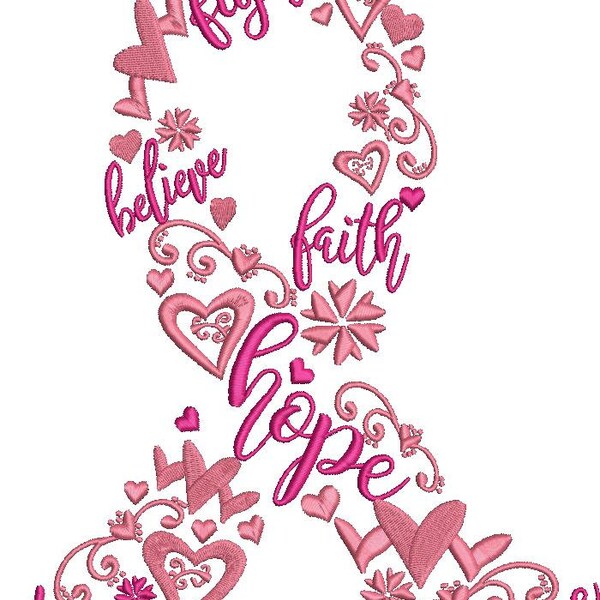 Breast Cancer Ribbon Embroidery Design - Etsy