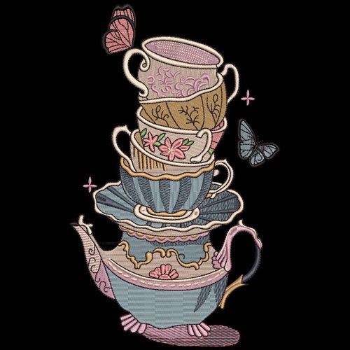 Mini Tea Party Machine Embroidery Design Set-instant DOWNLOAD - Etsy