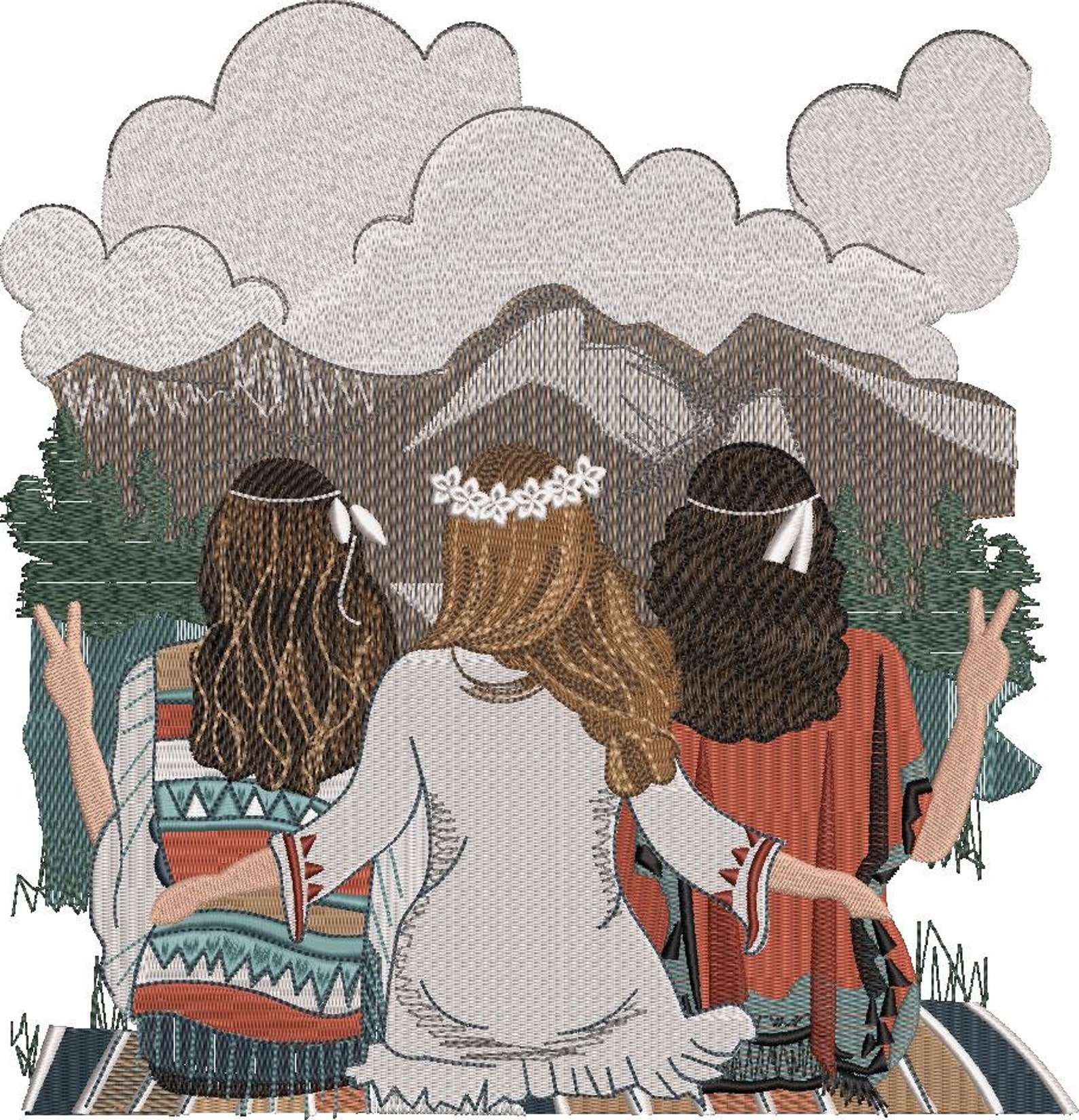 Friends Machine Embroidery Pattern Best Friend Embroidery - Etsy