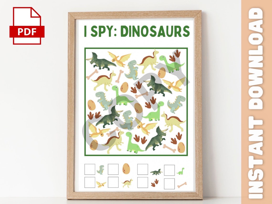 I Spy Dinosaurs Printable Kids Activity, I Spy Printables, Car Games ...