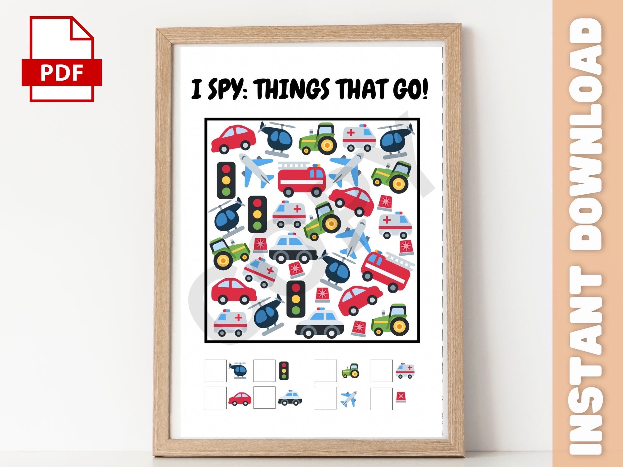 I Spy Transportation Printable Kids Activity, I Spy Printables, Car ...