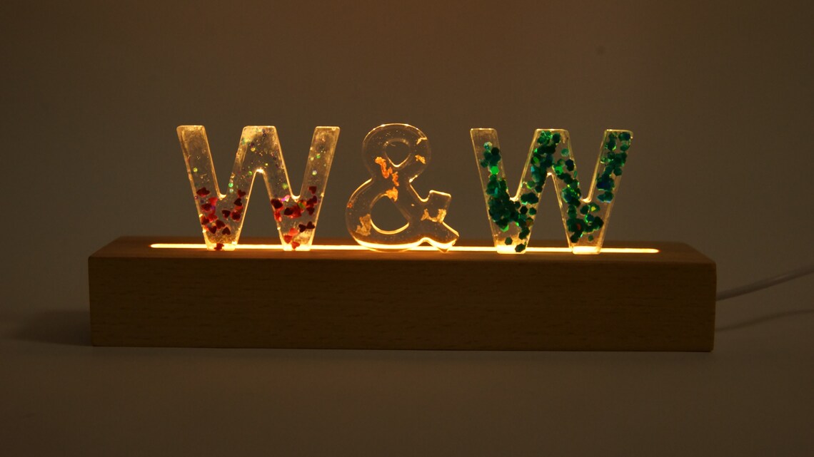 Resin Letter Light With Wood LED Box Custom Made / Customized | Etsy