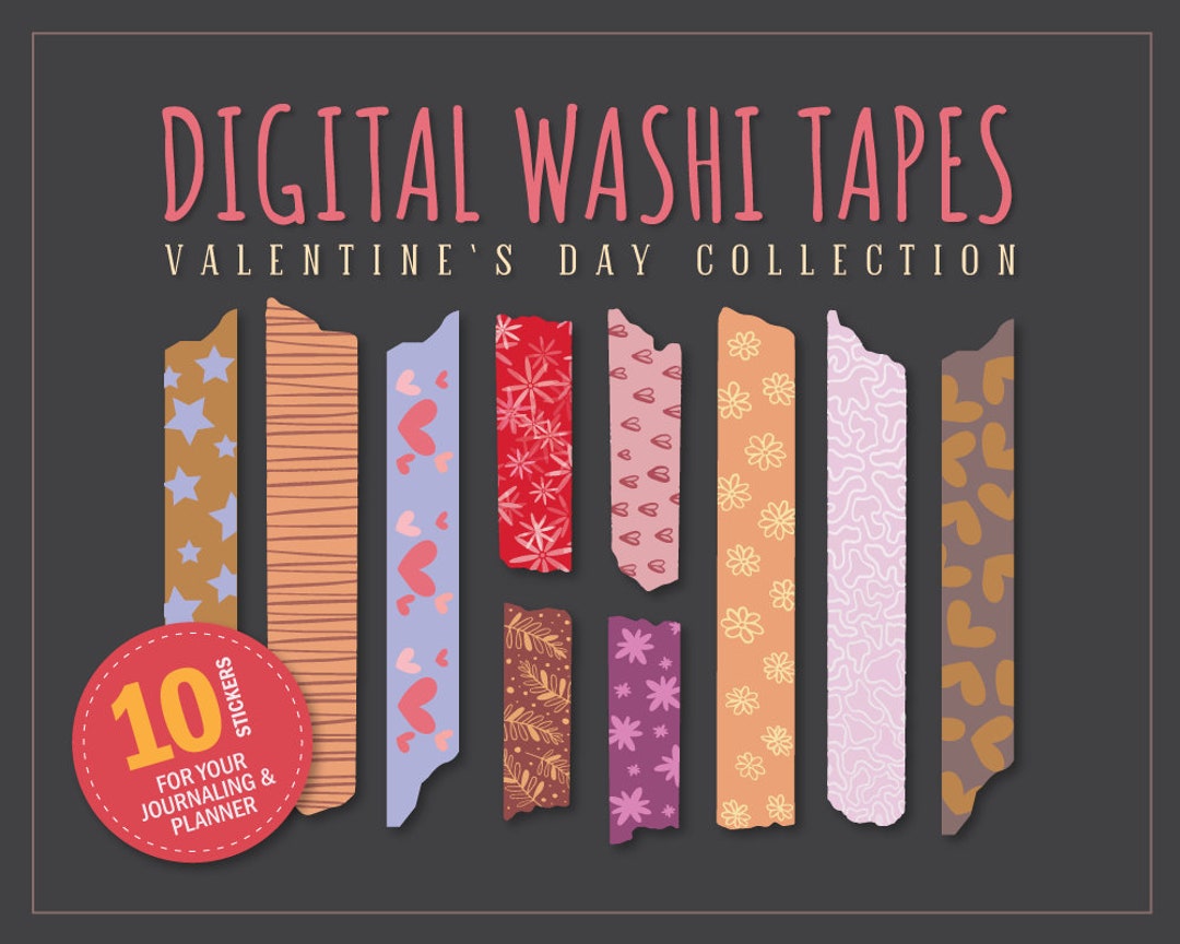 Digital Washi Tape Stickers | Valentine's Day Collection | for ...