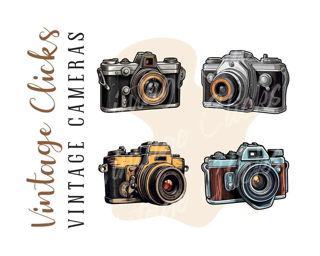 Vintage Camera Clip Art Set: Retro Photography Graphics (digital ...