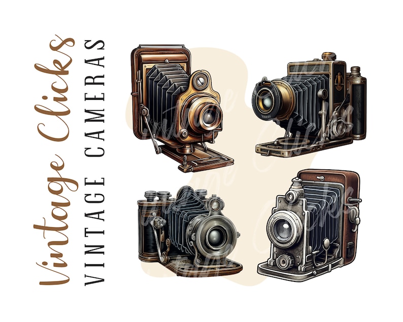 Vintage Camera Clip Art Set: Retro Photography Graphics (digital ...