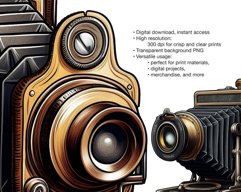 Vintage Series Old Vintage Camera Clip Art Set Set of 4 Vintage Clicks ...