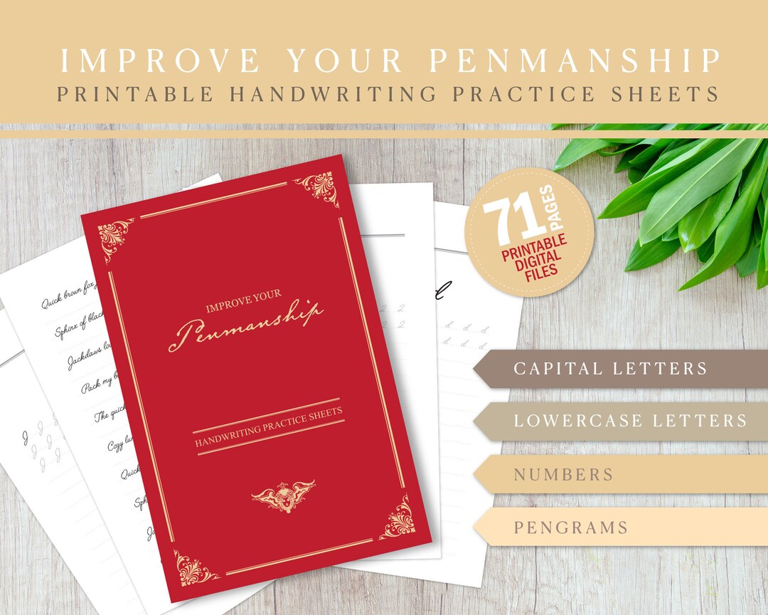 Improve Your Penmanship | Digital Printable Handwriting Practice Sheets ...