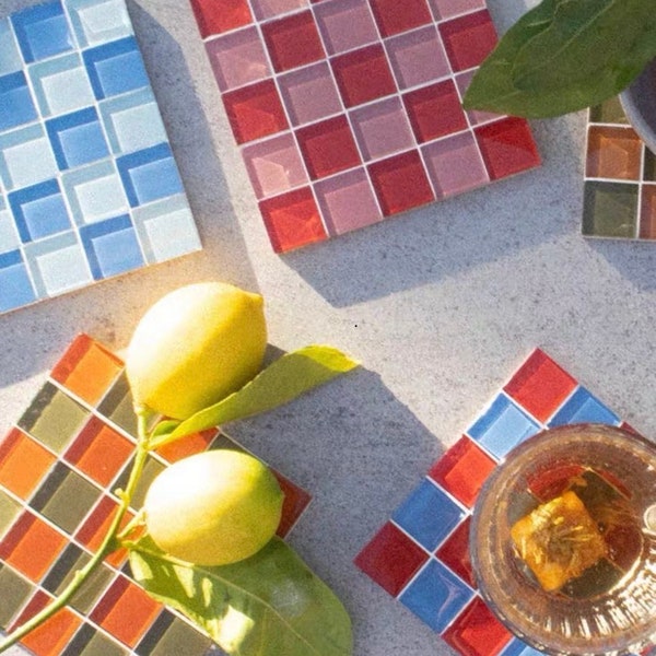 Retro Glass Coasters - Etsy