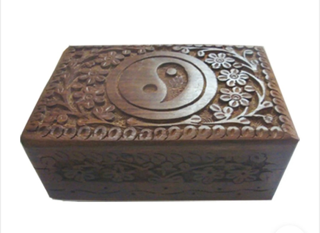 Ying Yang Carved Wooden Jewelry Box With Front Design - Etsy