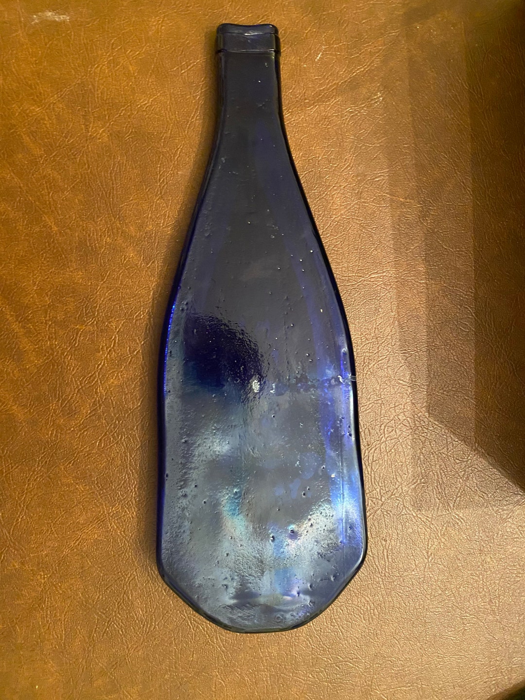 Slumped Glass Blue Bottle - Etsy