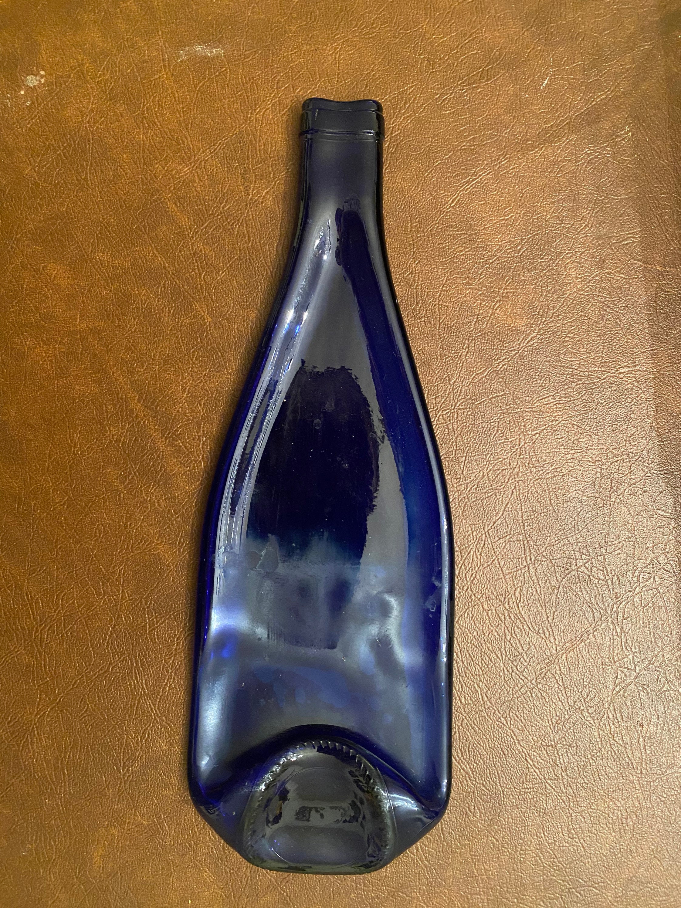 Slumped Glass Blue Bottle - Etsy
