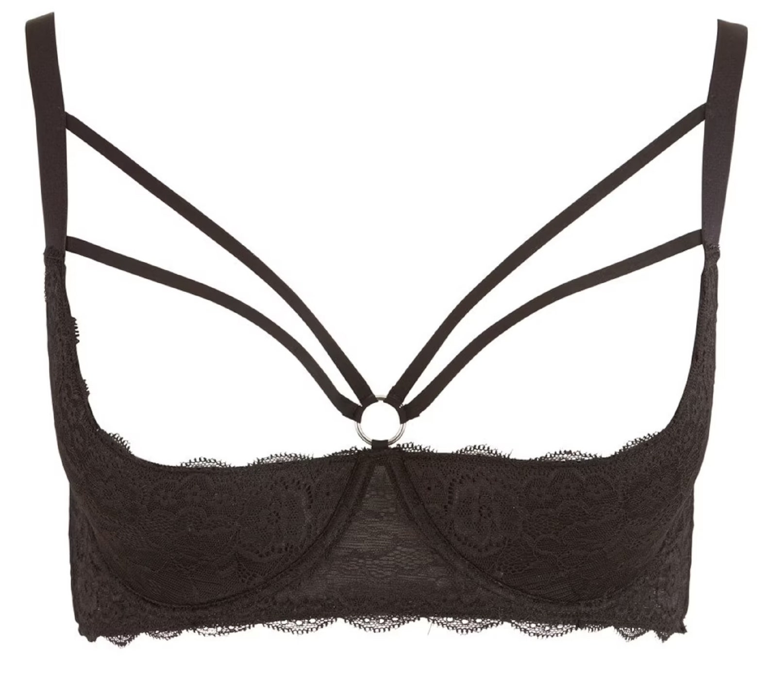 Laced Caged Plus Size Shelf Bra For Curvy Ladies Black Half Etsy Uk